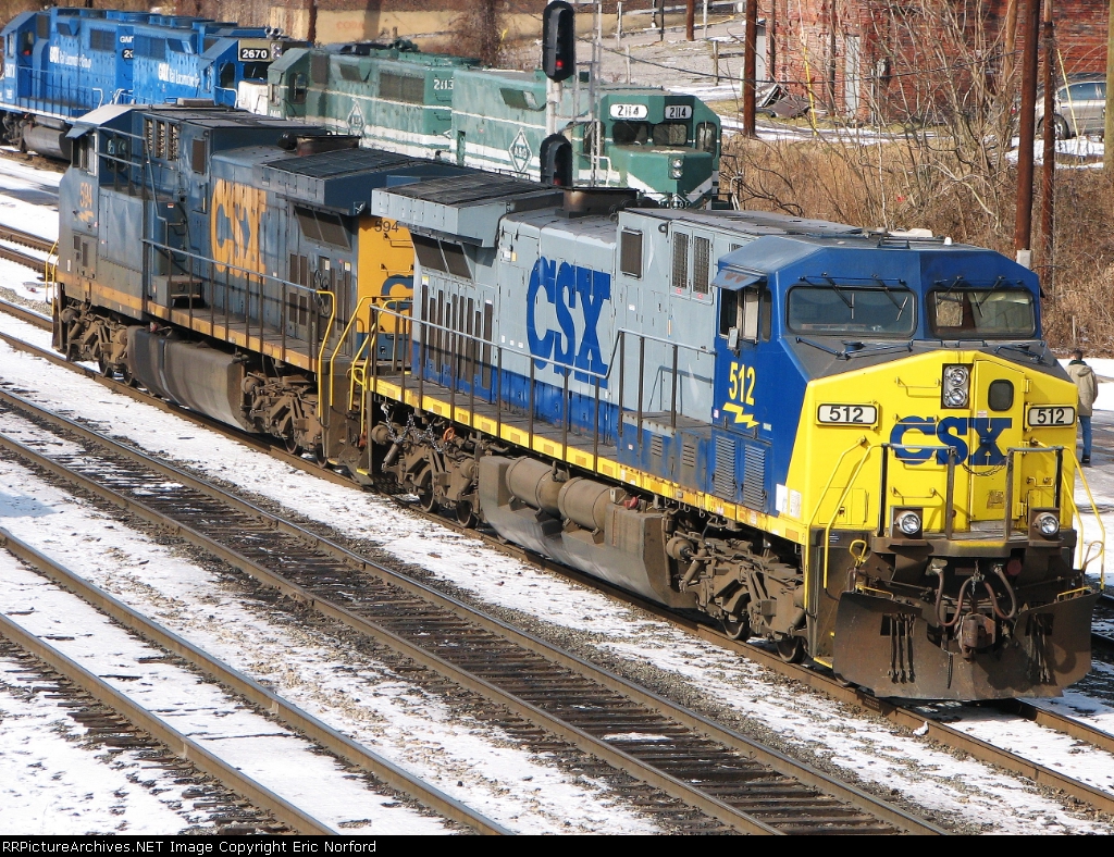 CSX 512 with A&O engines in the hill track